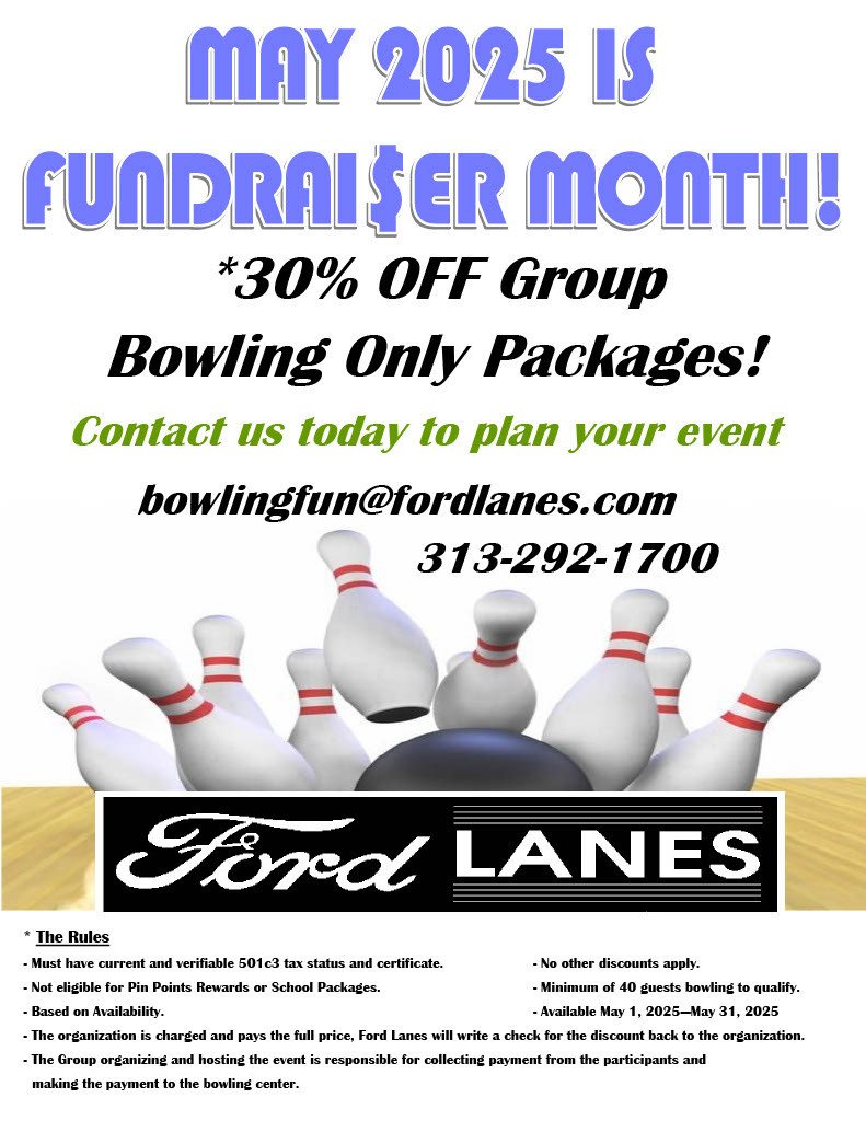 2025 Fundraiser flyer – Ford Lanes Bowling Center